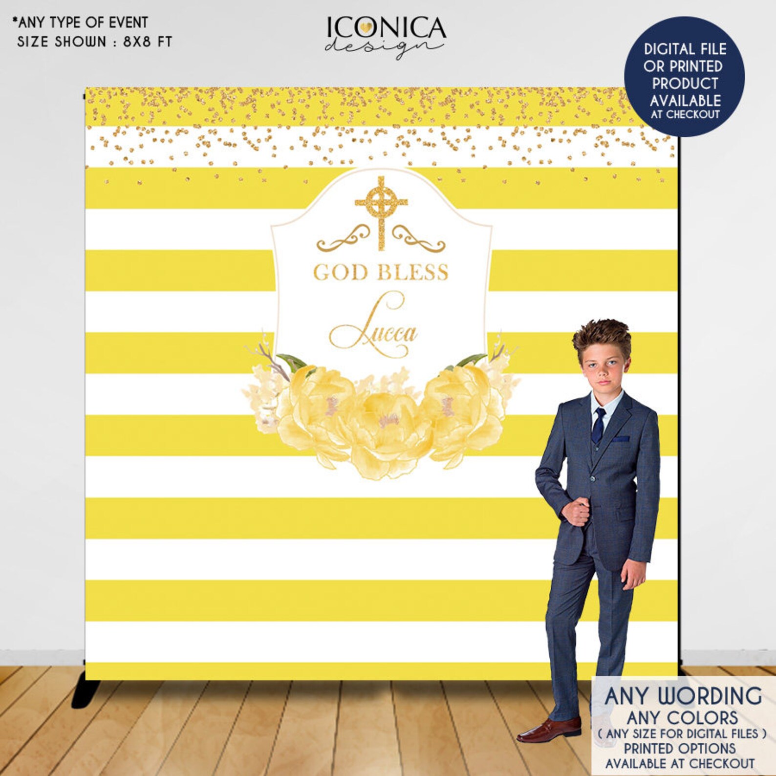 Baptism Backdrop First Communion Backdrop Floral Photo - Etsy