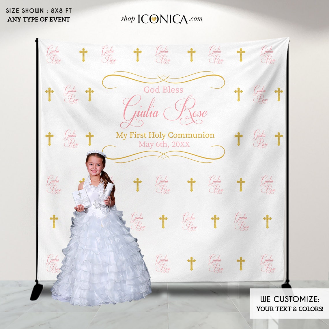 First Communion Photo Booth Backdrop Custom Step and Repeat - Etsy