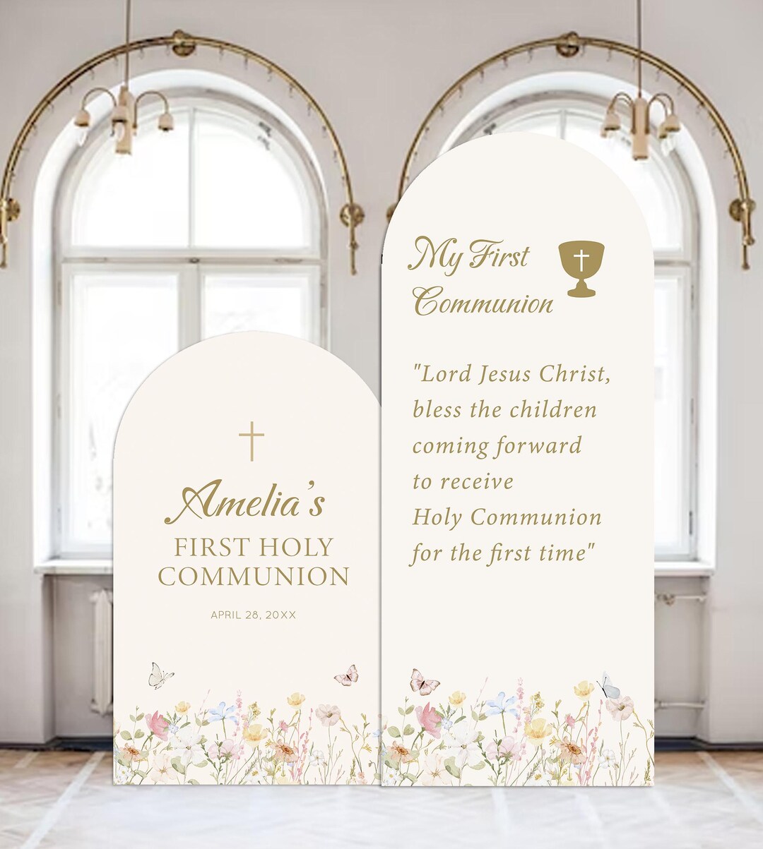 First Communion Welcome Sign, Wildflower Arch, Custom Foam Board - Etsy
