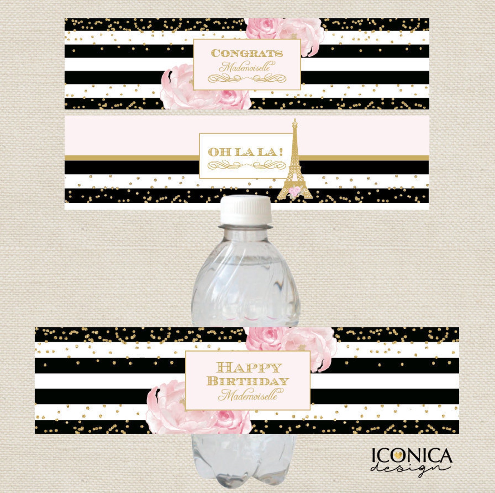 French Party Theme Bottle Labels Parisian Bridal Shower - Etsy