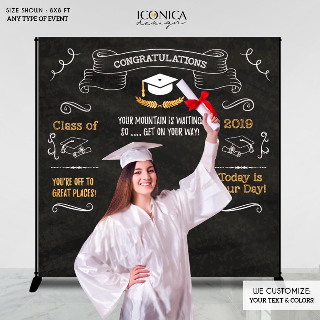 Graduation Party Photo Booth Backdrop, Virtual Graduation, Personalized ...
