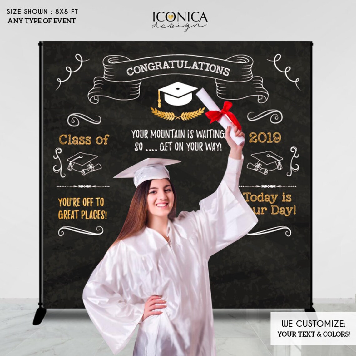 Graduation Party Photo Booth Backdrop Personalized Virtual - Etsy
