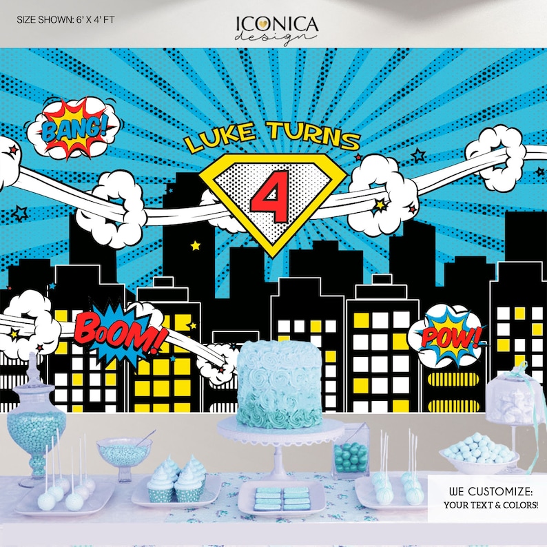 Superheroes BACKDROP Super hero Comic Theme We Customize | Etsy