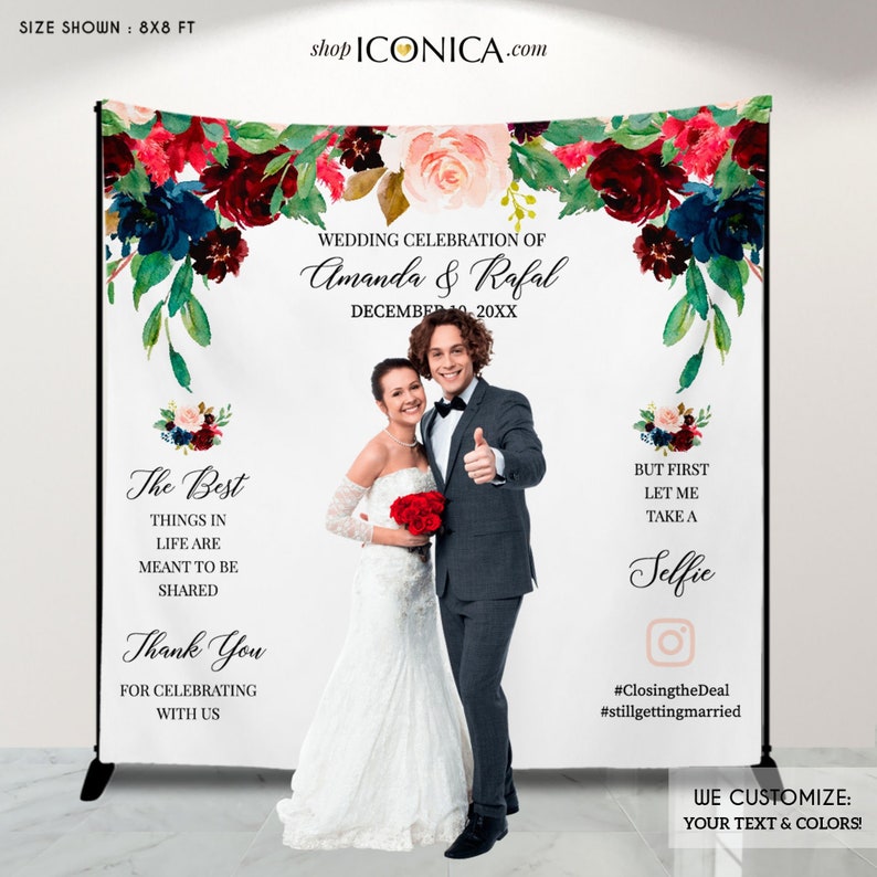 Wedding Backdrop for Reception Navy and Burgundy Wedding Decor - Etsy