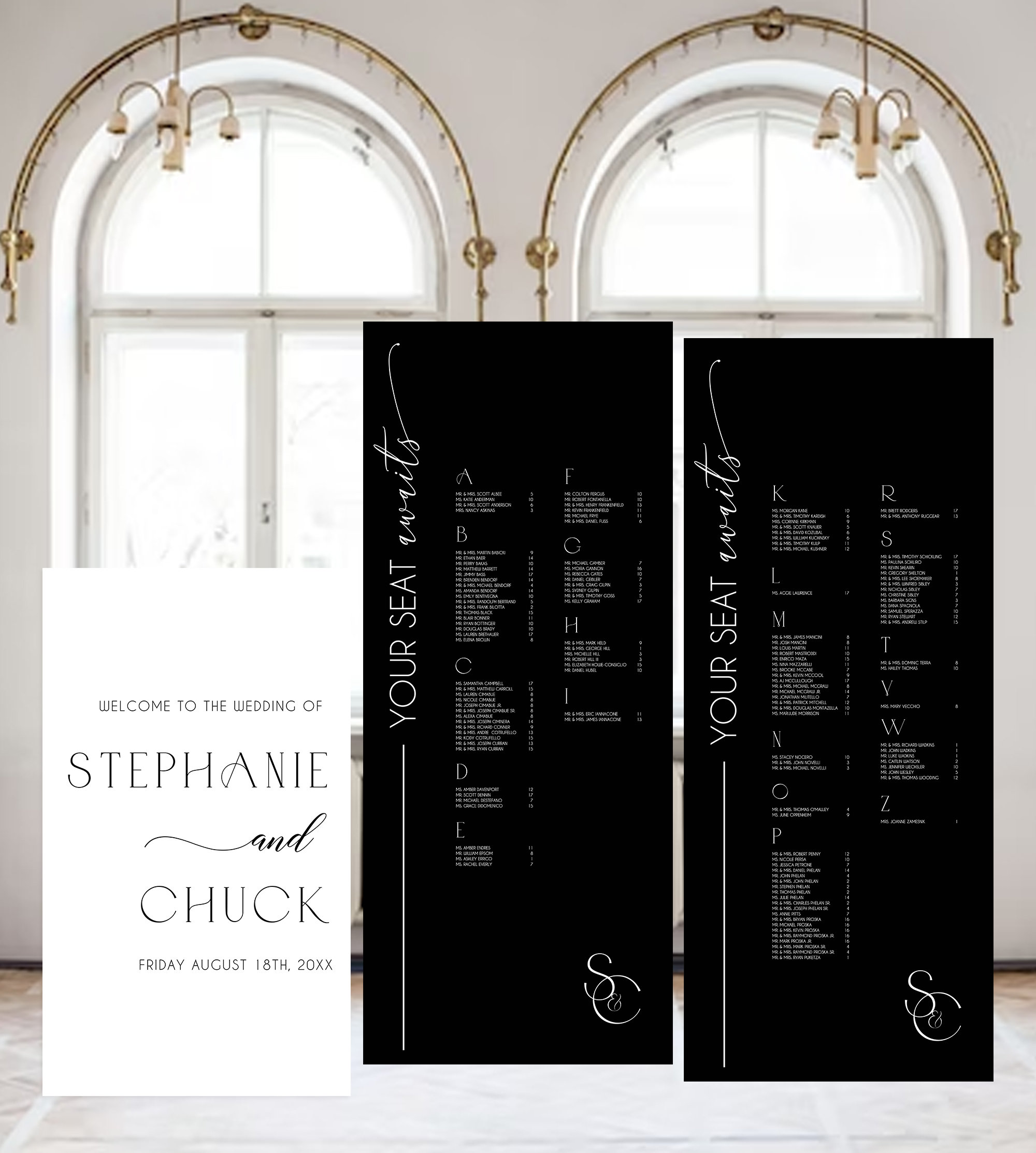 Wedding Seating Chart and Welcome Sign Large Custom Signs Rectangular ...