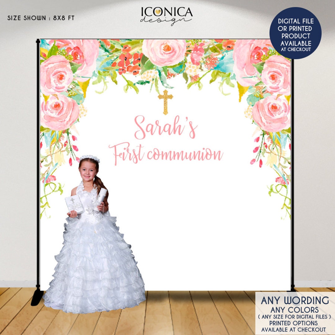 First Communion Backdrop,baptism Backdrop,floral Photo Backdrop ...