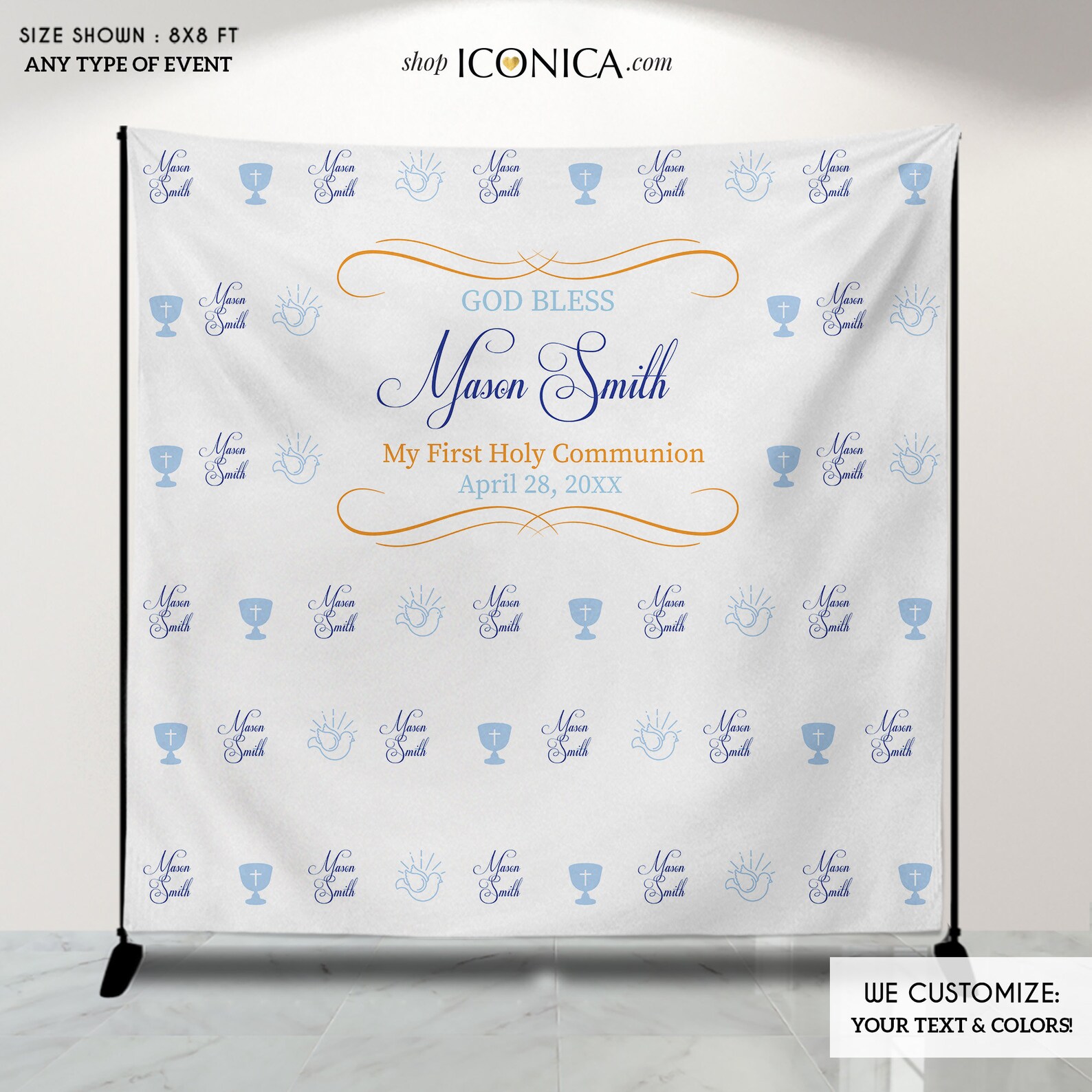 First Communion Photo Booth Backdrop Custom Step and Repeat - Etsy