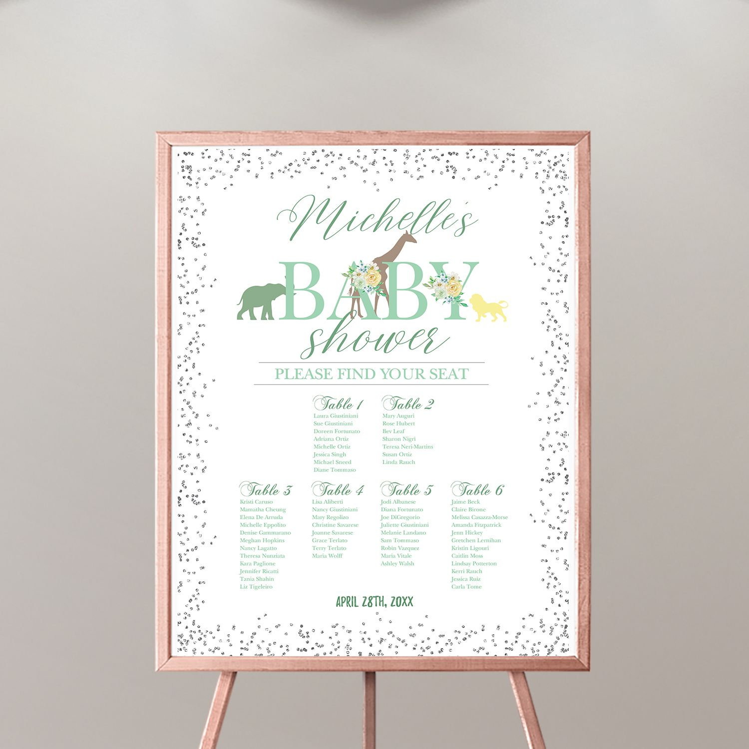 Safari BABY SHOWER Seating Chart Board Safari Seating Chart | Etsy