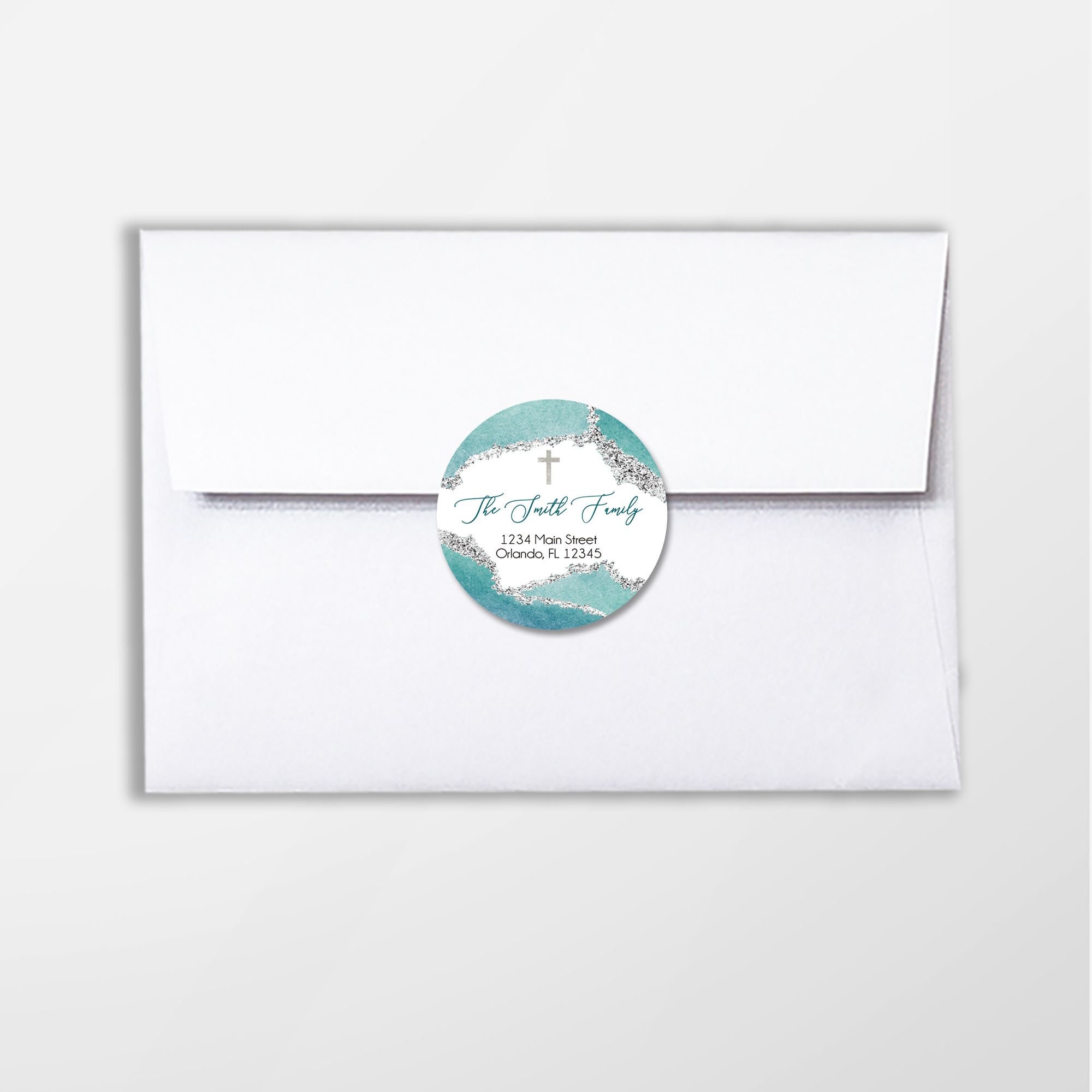 First Communion Geode teal Menu Card 9.25 x 4 Printed Menus | Etsy