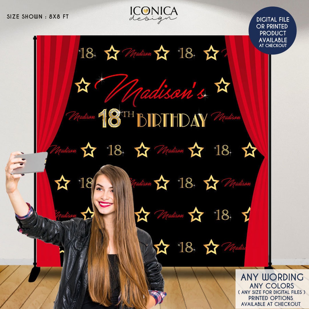 Hollywood Party Backdrop,personalized Movie Star Backdrop,18 Birthday ...