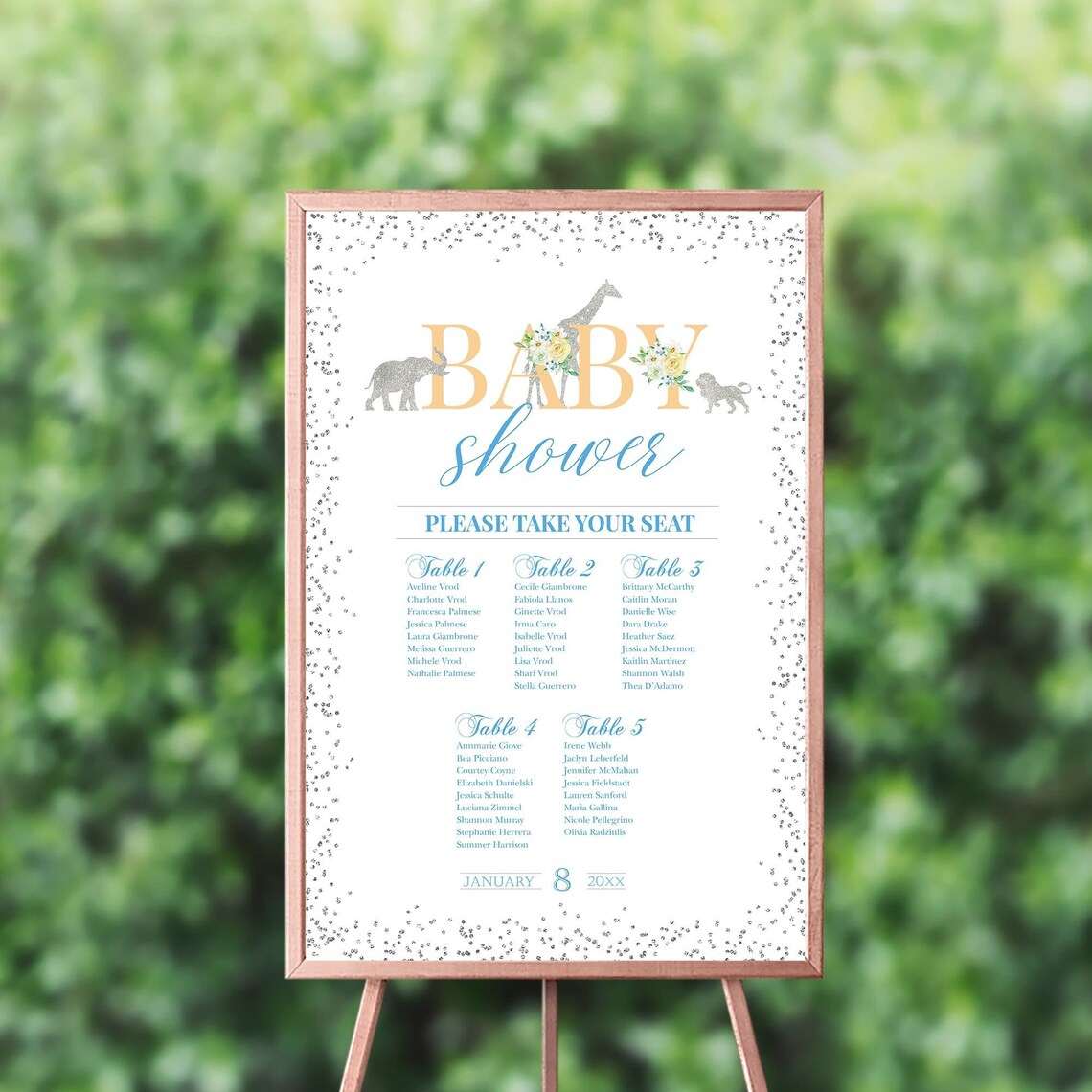 Safari BABY SHOWER Seating Chart Board Safari Seating Chart - Etsy