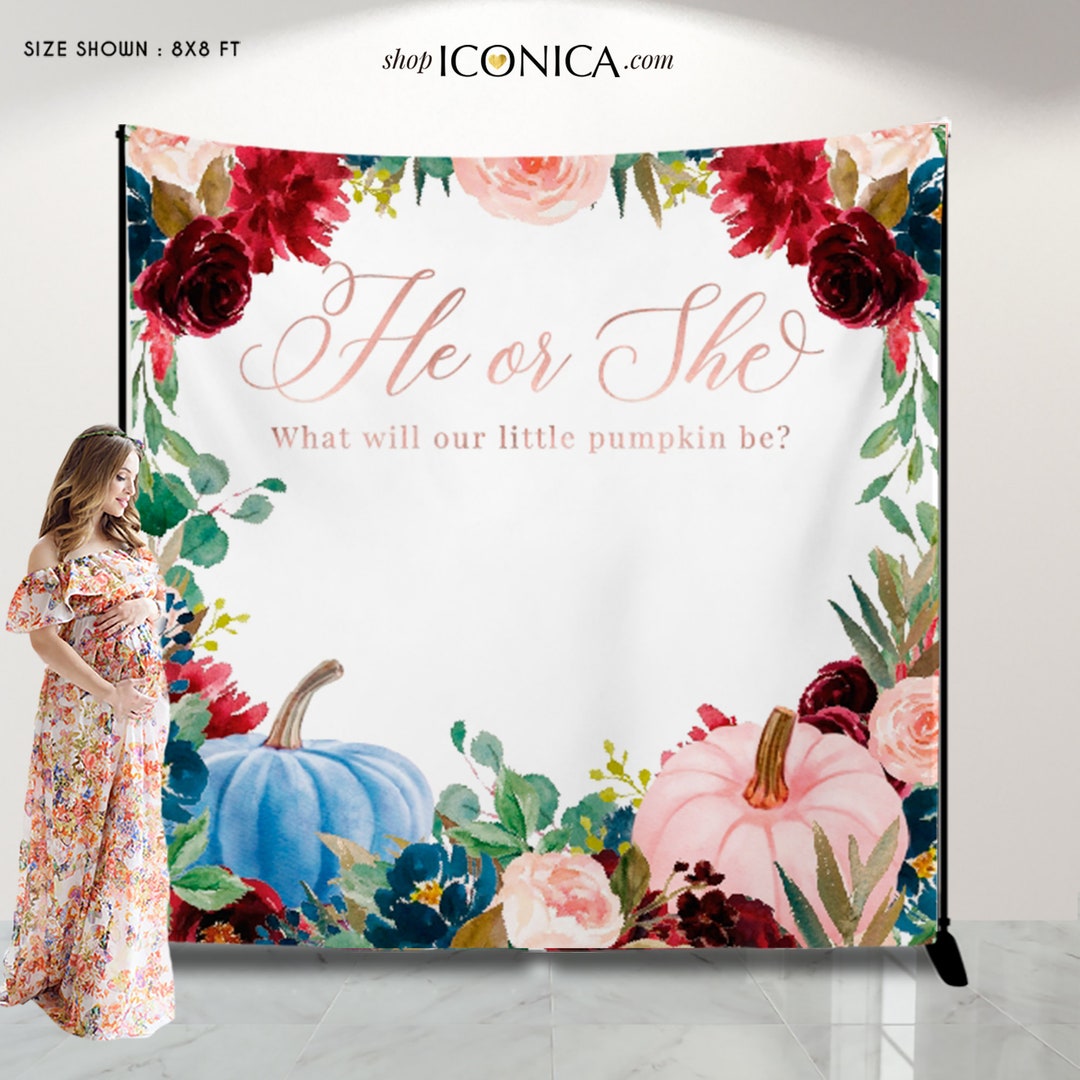 Little Pumpkin Backdrop Gender Reveal Banner Fall Baby Shower Backdrop ...