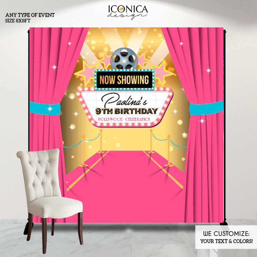 Hollywood Party Backdrop,personalized Movie Star Backdrop,movie ...