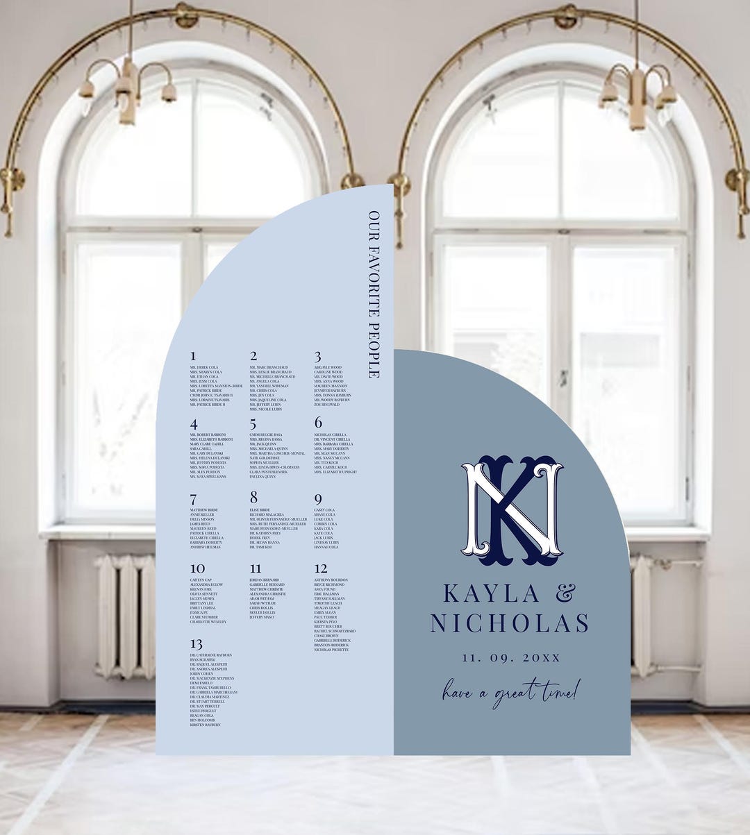 Dusty Blue Arch Wedding Seating Chart, Foam Board Sign - Etsy
