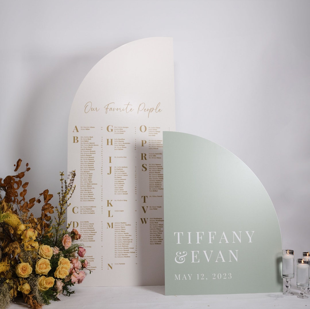 Arch Seating Chart Large Wedding Seating Chart Sage Green With Easel ...