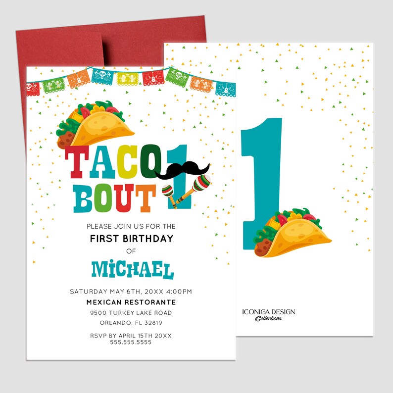 Taco About ONE Invitationfiesta Theme 1st Birthday - Etsy