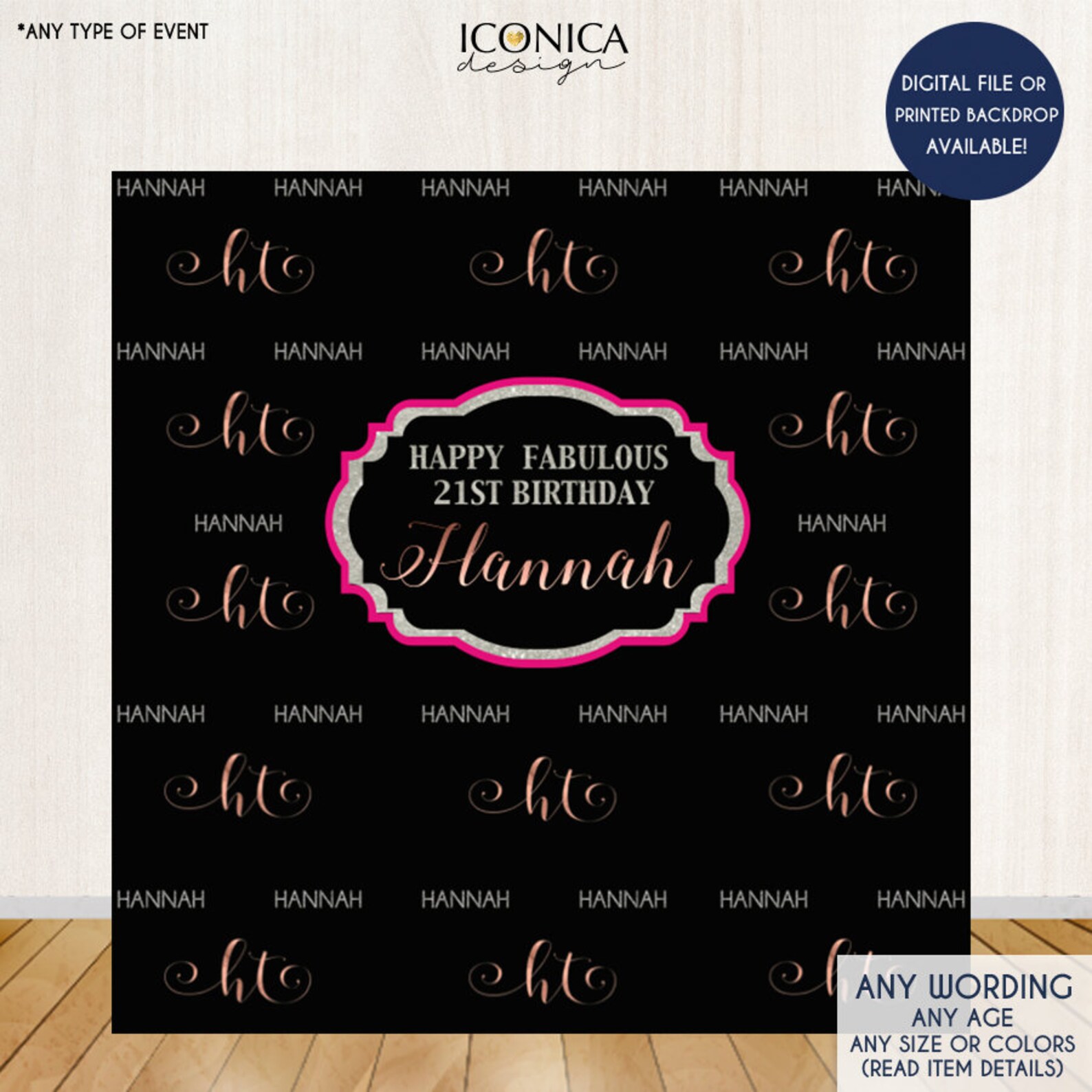 Birthday Photo Booth Backdrop Purple & Pink Step and Repeat - Etsy