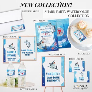 Shark Birthday Welcome Sign, Watercolor Nautical Theme - Etsy