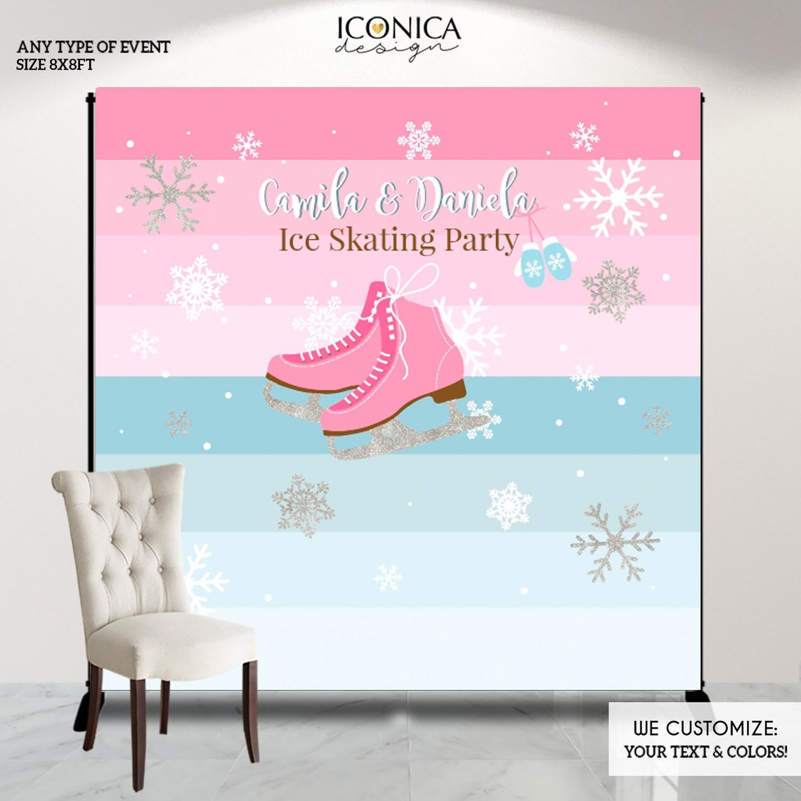 Ice Skating Party Backdropwinter Wonderland Custom Photo - Etsy