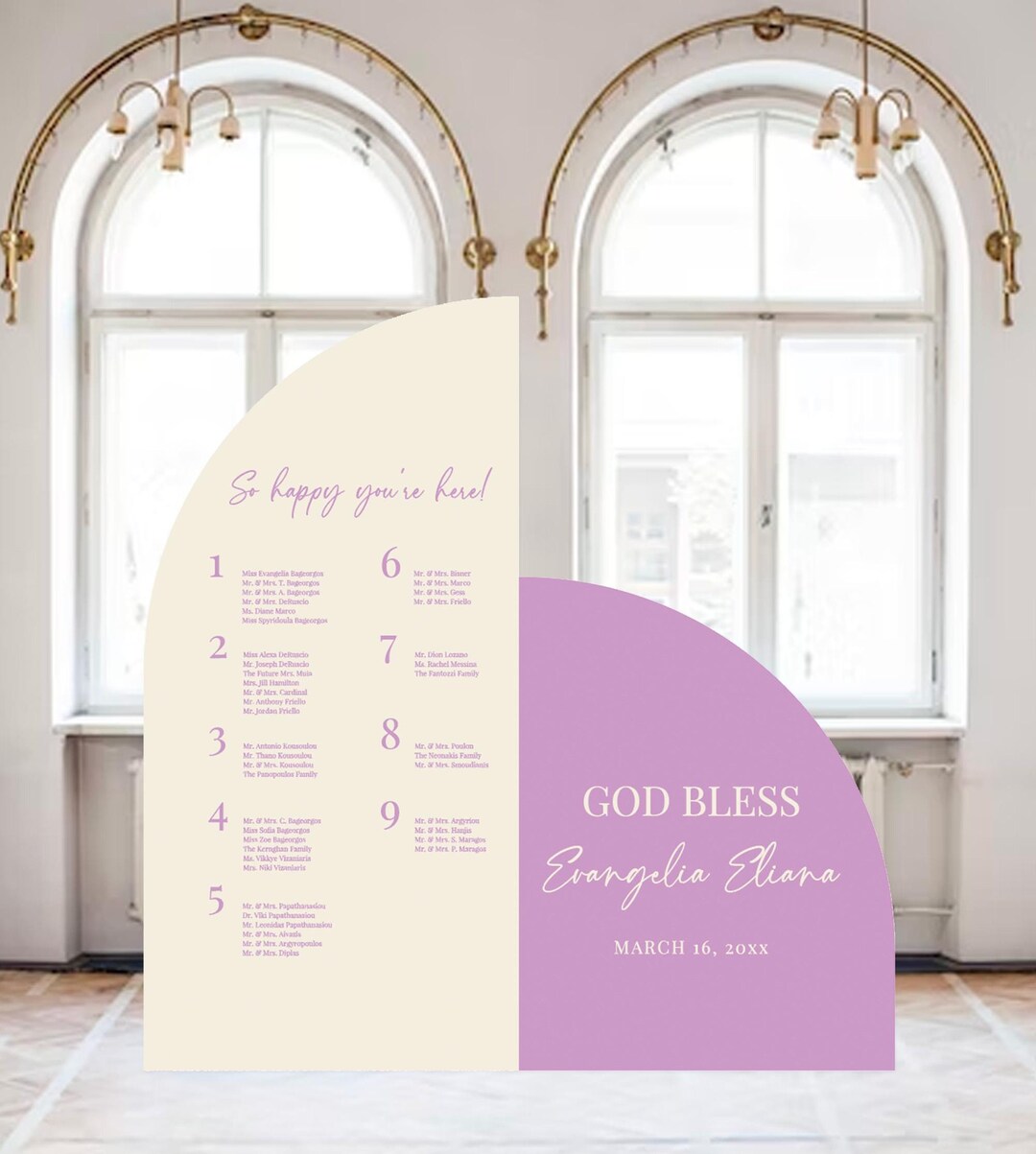 First Communion Seating Chart, Arched Foam Board, Custom Color & Text ...