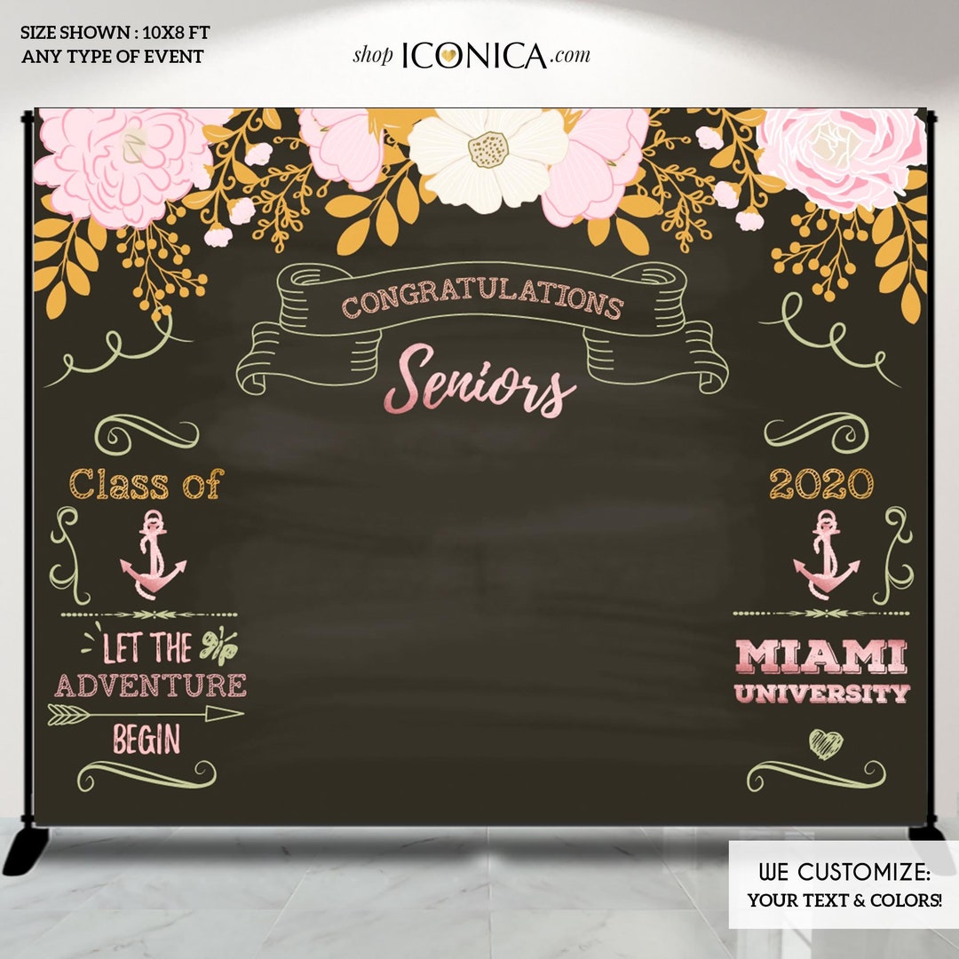 Graduation Party Photo Booth Backdrop, Virtual Graduation, Floral Step ...