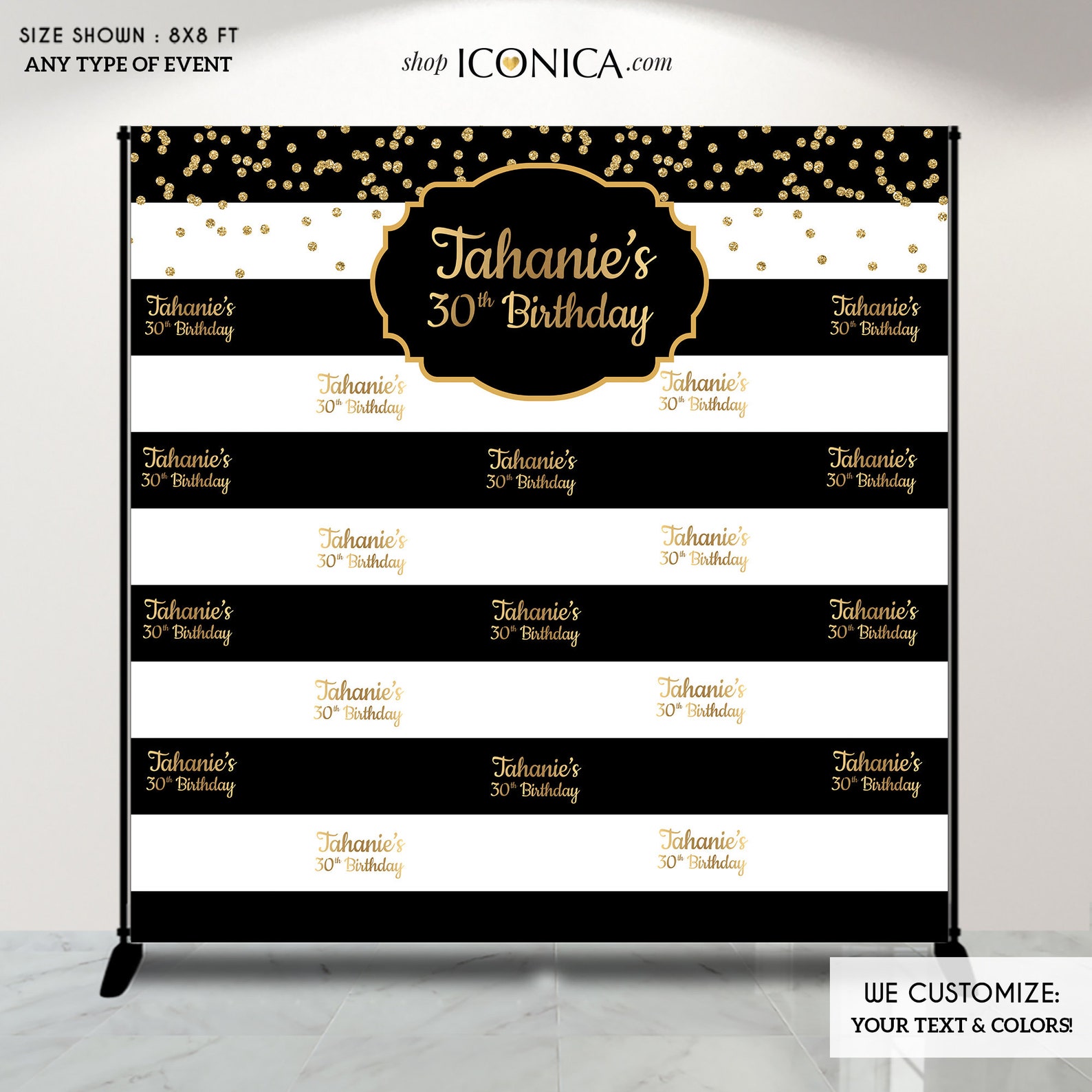 30th Birthday Photo Backdrop Personalized Black and White | Etsy