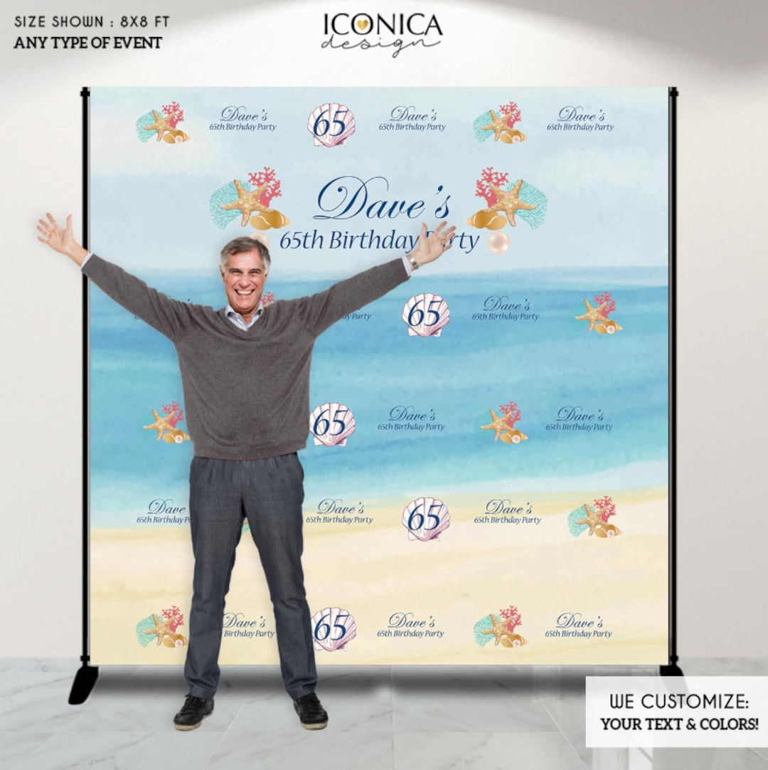 Custom Beach Birthday Backdrop, Sea Theme Party Decor (printed or ...