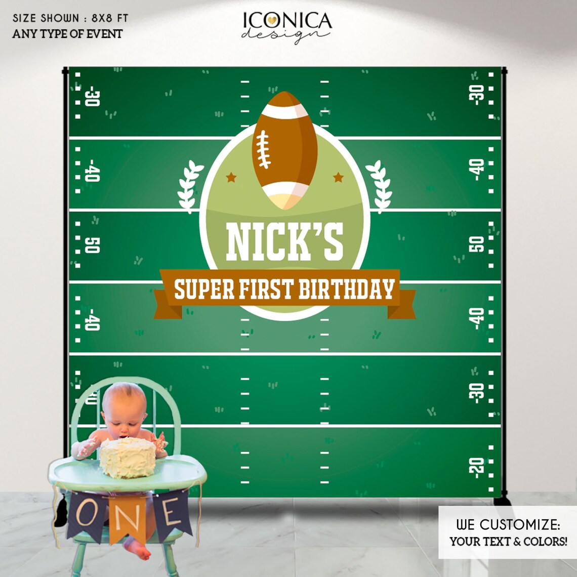 Football Party Photo Booth Backdrop Sports Backdrop Super - Etsy