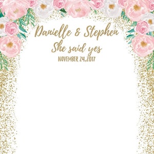 Floral Pink and Gold Photo Booth Backdrop,custom Step and Repea Bridal ...