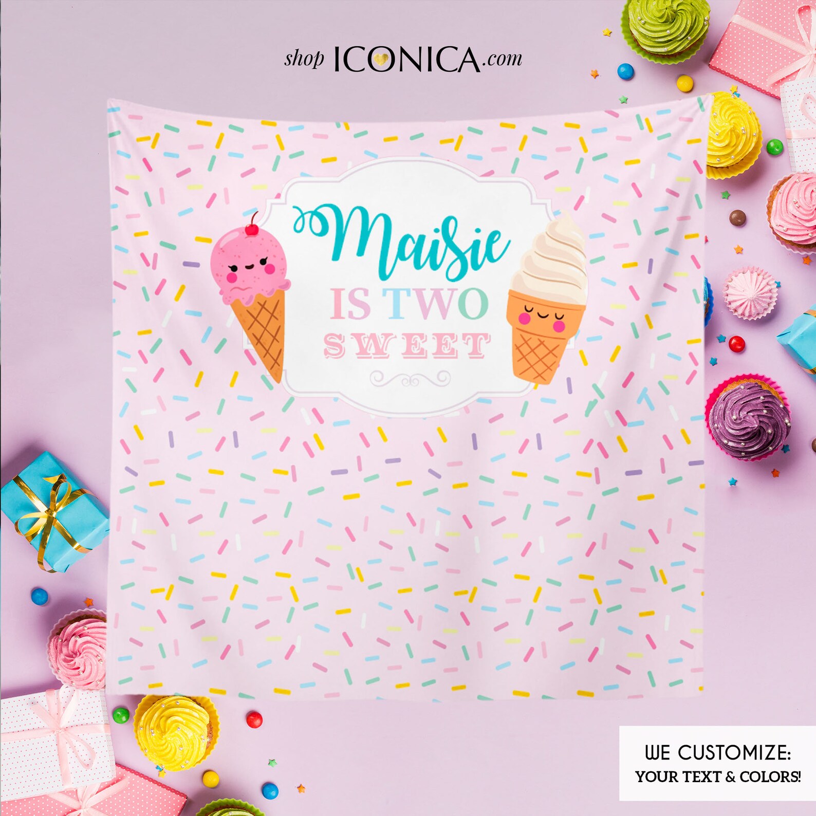 Ice Cream Party Backdropcandyland Backdropcupcake Party - Etsy