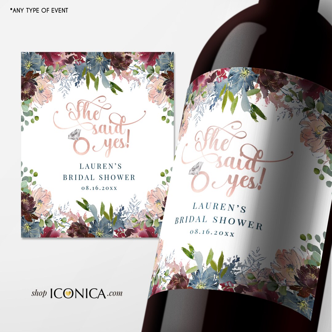 Engagement Proposal Label She Said Yes Label Personalized Champagne ...