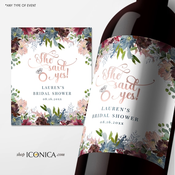 Engagement Proposal Label She said yes Label Personalized Champagne ...