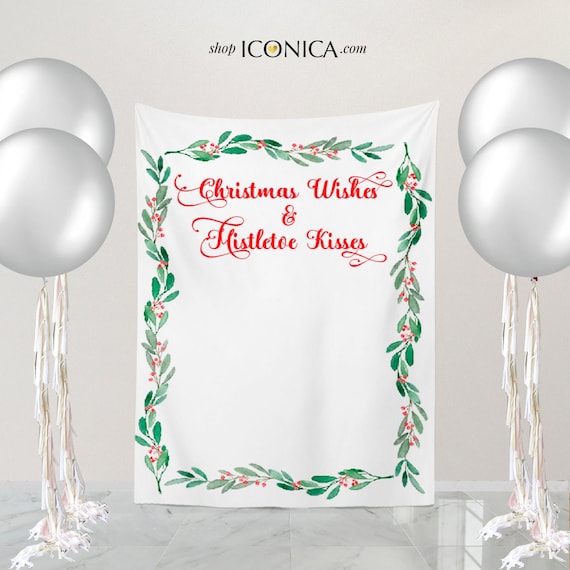 Christmas Party backdrop,Festive Wreath Backdrop,Holiday Party Backdrop ...