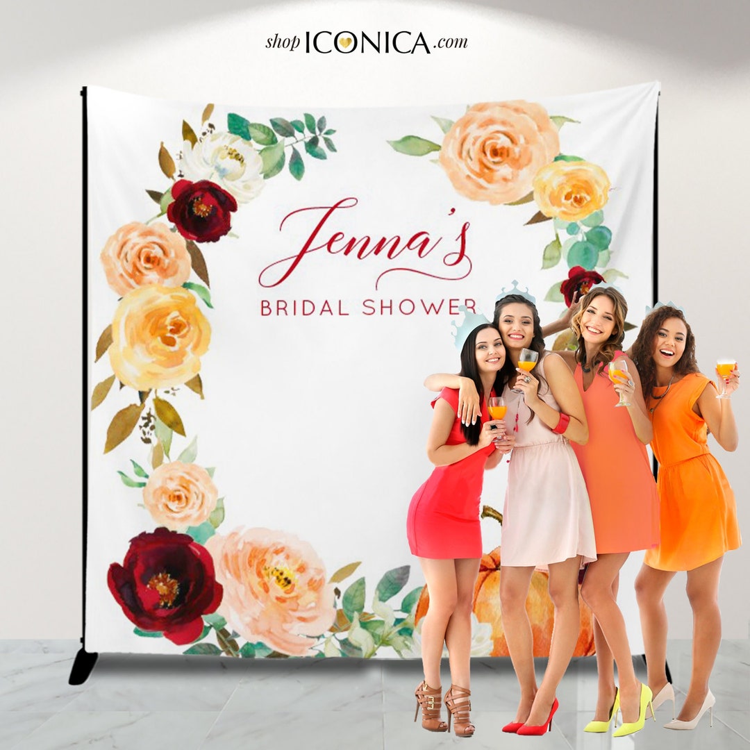 Fall in Love Backdrop Fall Bridal Shower Backdrop Personalized Fall ...