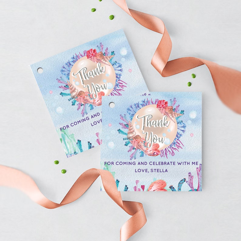 Mermaid Thank You Favor Tags, Under the Sea Birthday, Printed - Etsy UK