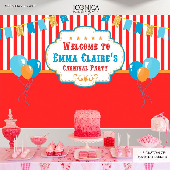 Circus First Birthday Banner Carnival Party Backdrop - Circus Birthday party || Carousel ...