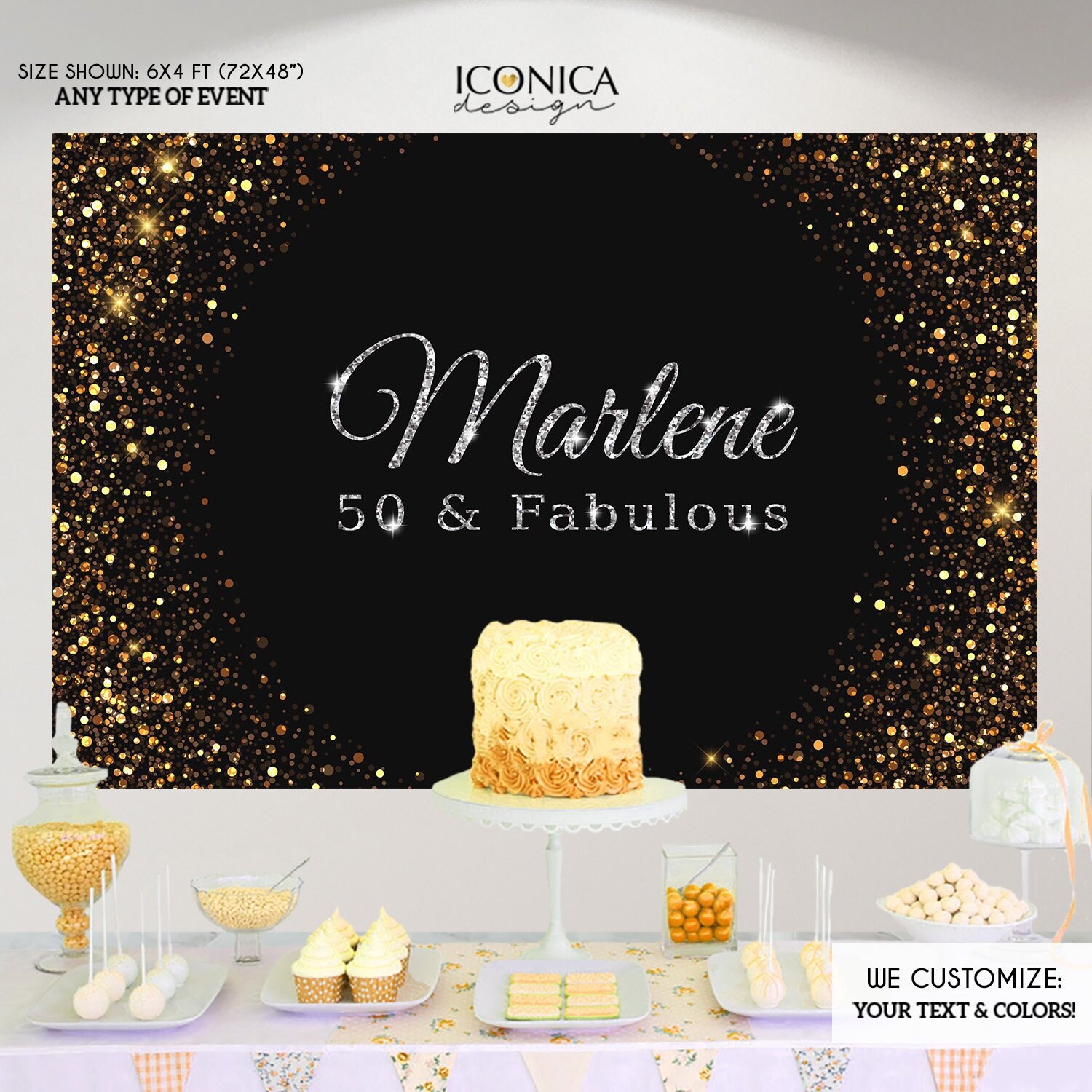 50 Birthday Backdrop Photo Booth Backdrop 50 and Fabulous | Etsy