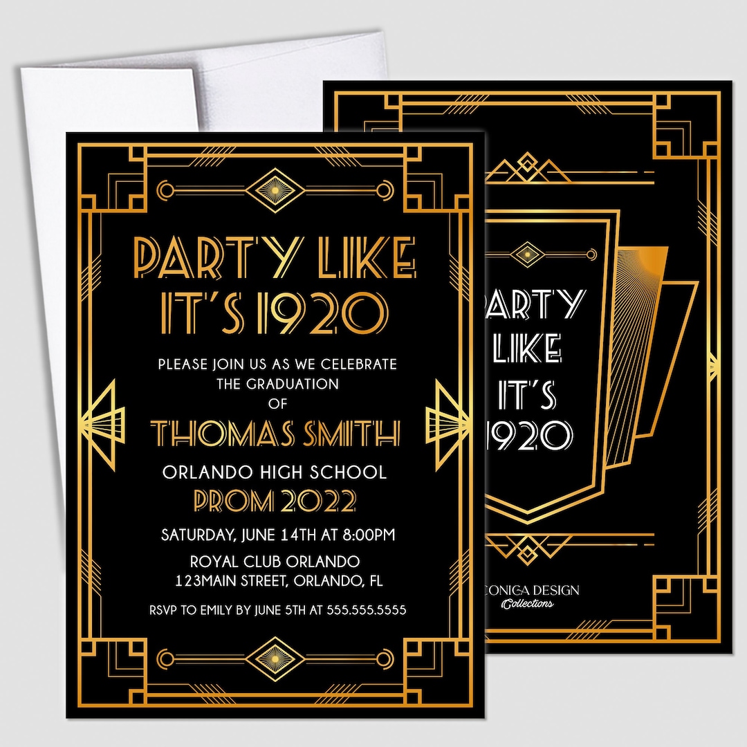 Roaring 20s Invitation Party Like Its 1920 Theme Graduation Party ...