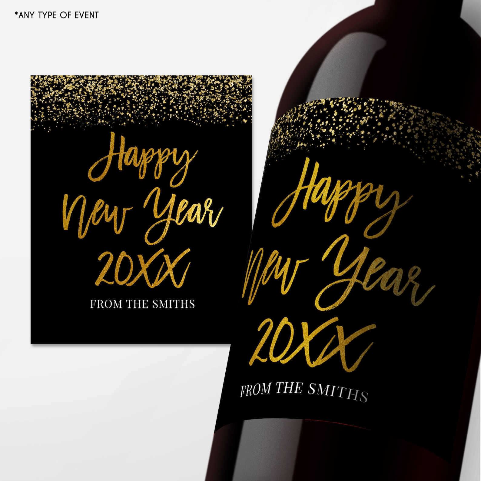 Personalized New Year Wine Labels | NYE Party Champagne Bottle Labels ...