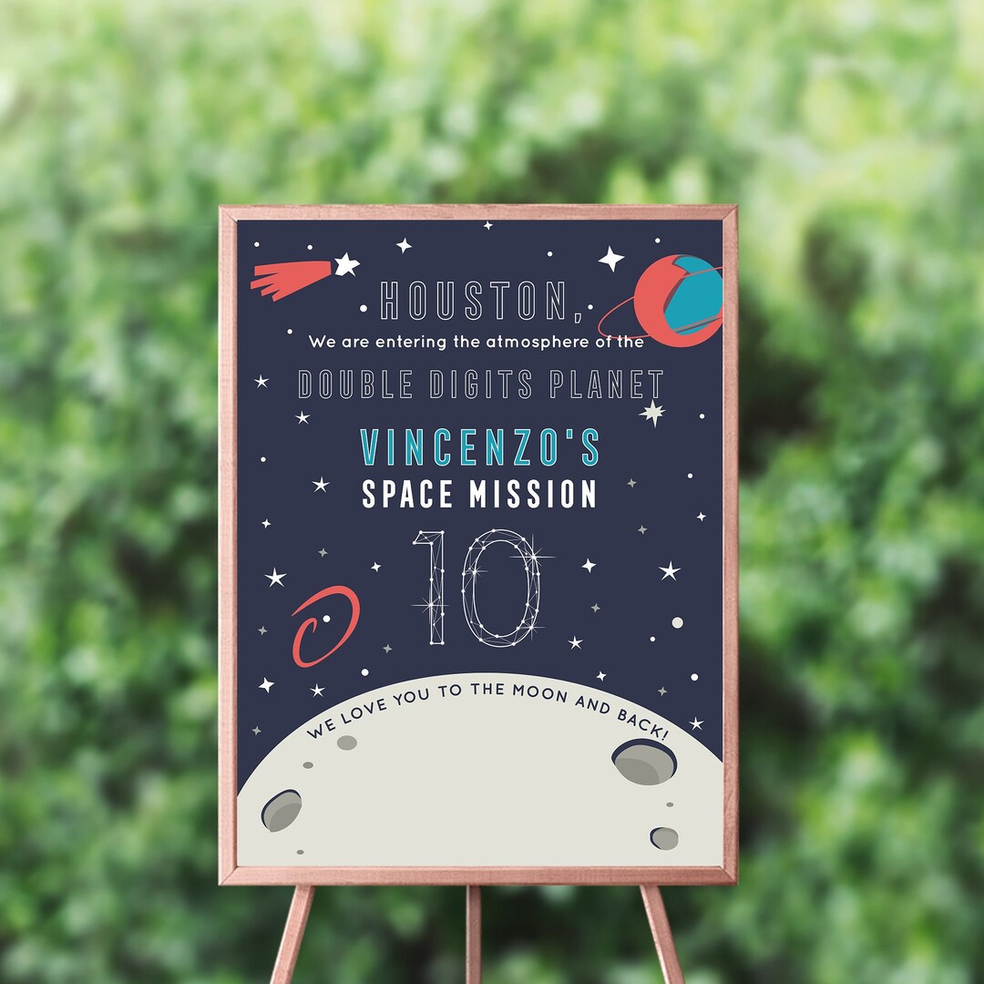 Galaxy Birthday Sign Personalized Double Digits Birthday Decor, Space ...