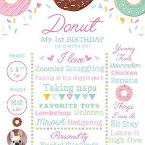 Donut Birthday Milestone Poster, Sprinkles Party Decor (digital File ...