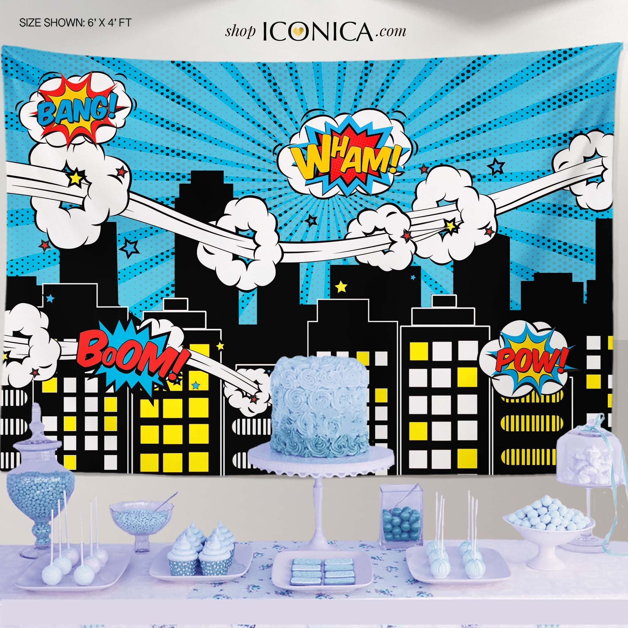 Superheroes Printable Party Backdrop Instant Download Superhero Comics ...