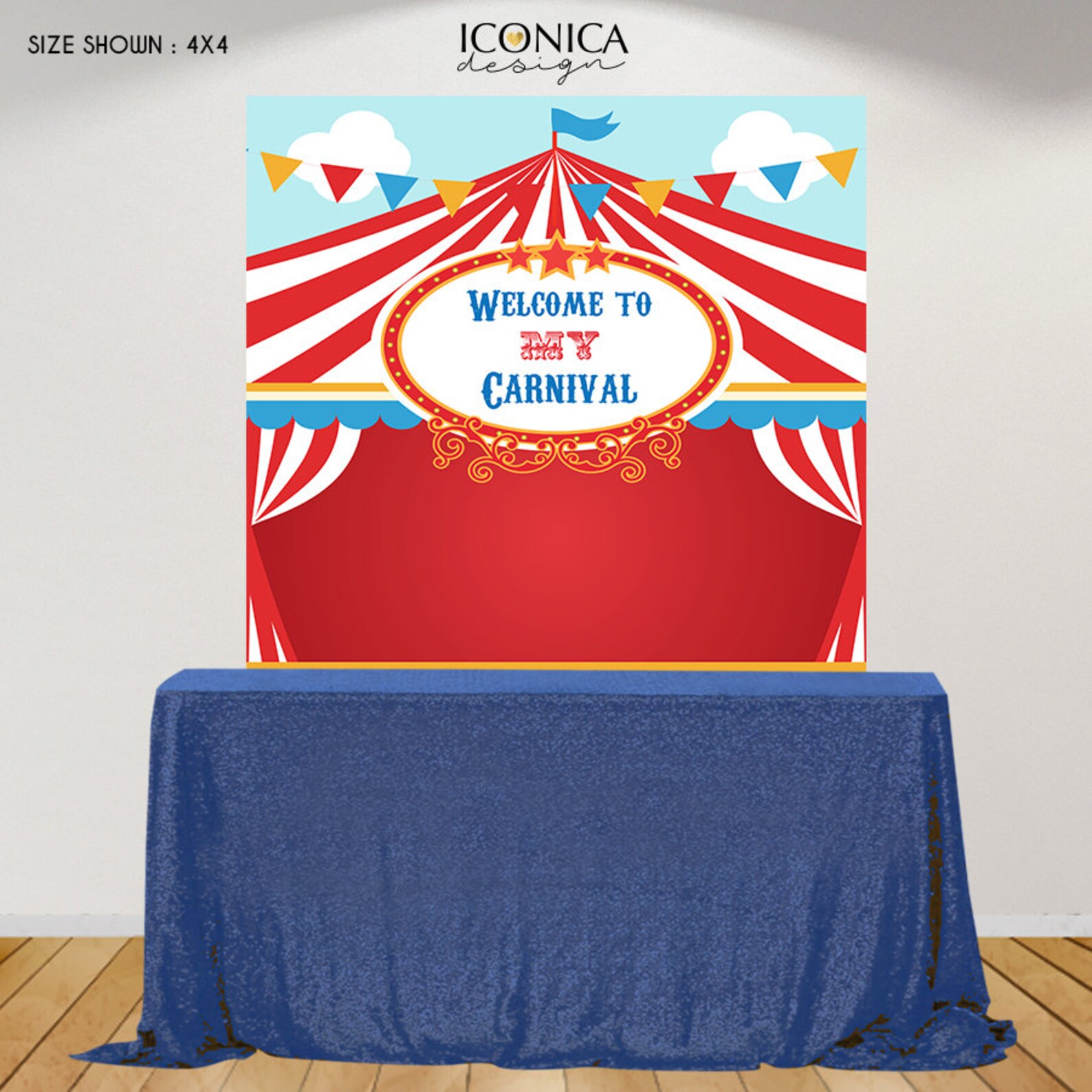 Circus Party Backdrop, First Birthday Carnival Party Backdrop, Carousel ...
