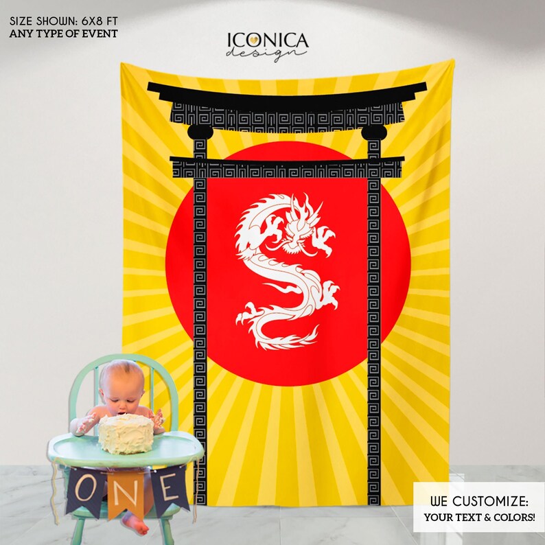 Ninja Backdrop Ninja Birthday Party Backdrop Temple Dragon - Etsy