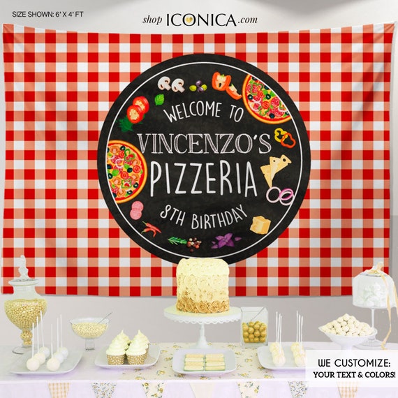 Pizza Party Pizzeria birthday Pizza photo backdrop Pizza party banner ...