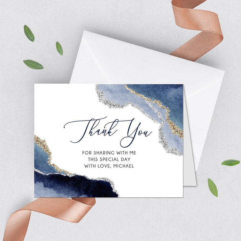 Geode Navy Blue Menu Card 9.25 X 4 Printed Menus Elegant Menu - Etsy