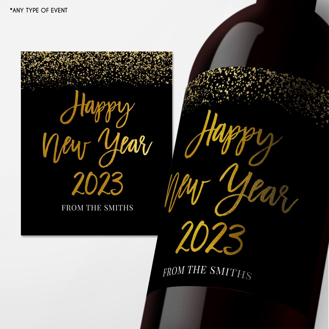 New Year Wine Labels Personalized | New Year Eve Labels Custom | Wine ...