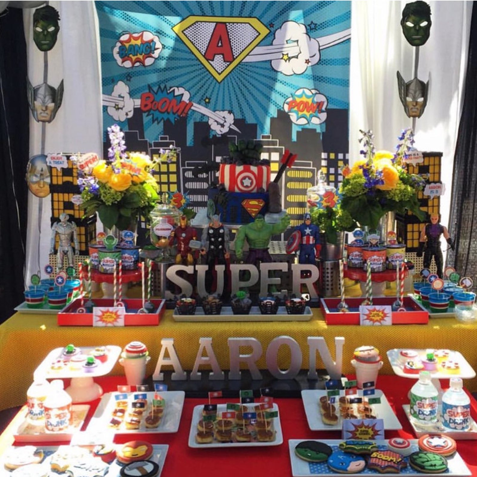 Superheroes BACKDROP Super Hero Comic Theme We Customize | Etsy