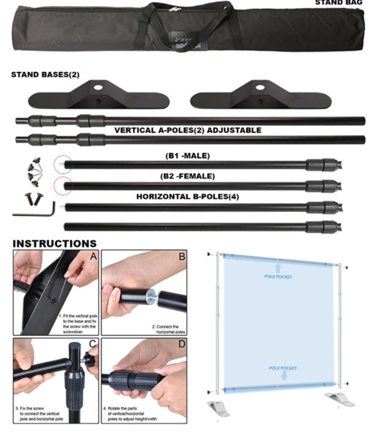 Telescopic Backdrop Stand ADD-ON Upgrade Your Backdrop - Etsy