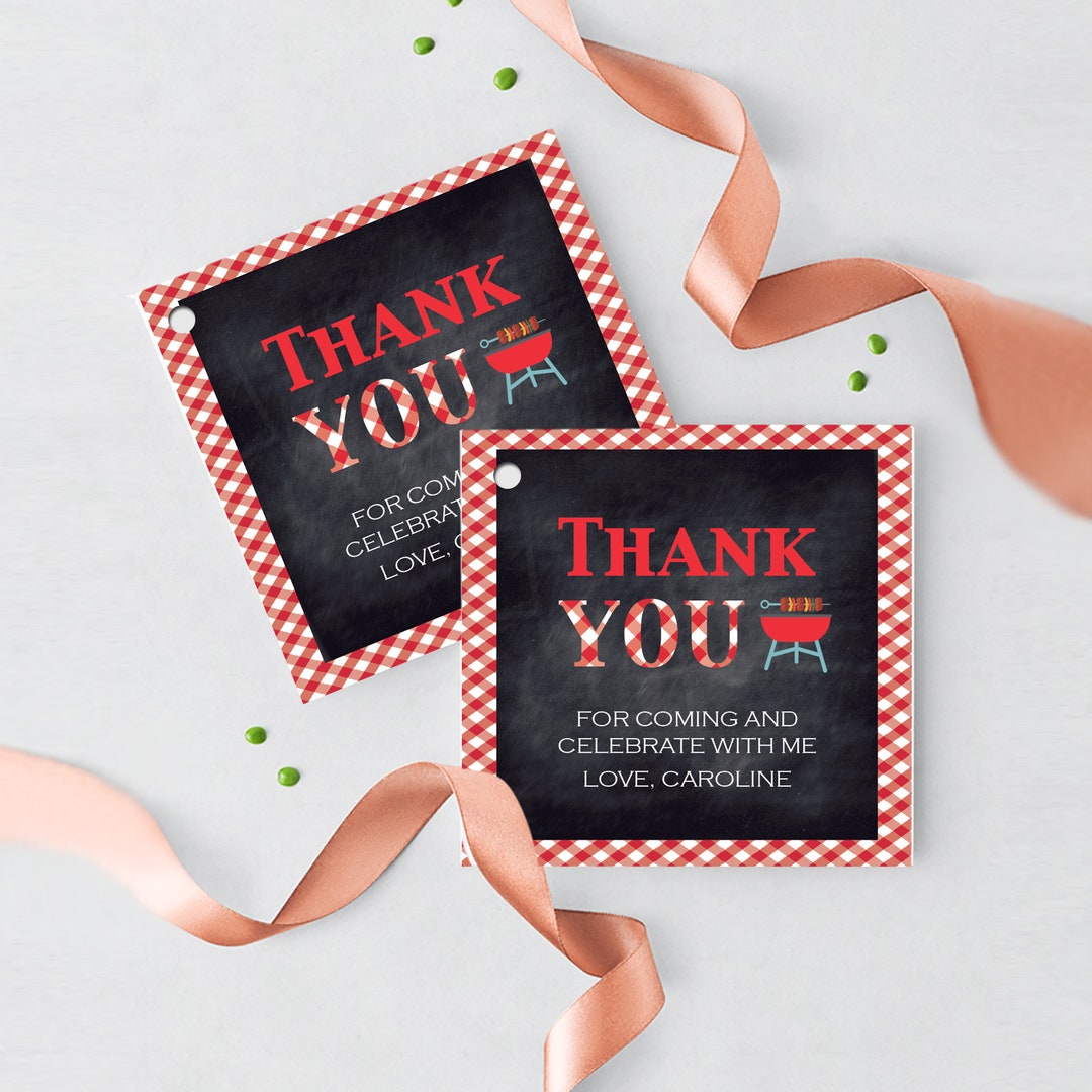 BBQ Favor Tags, Red Gingham Thank You Gift Tags - Etsy